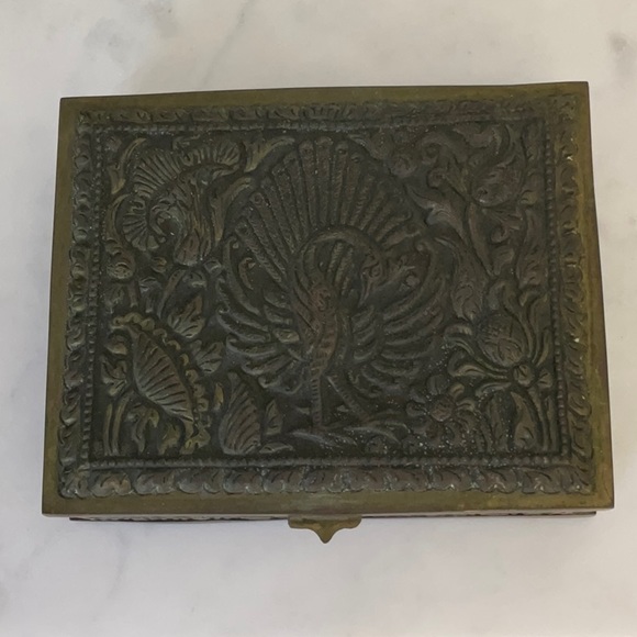 Other | Vintage Embossed Metal Box With Wooden Interior | Poshmark